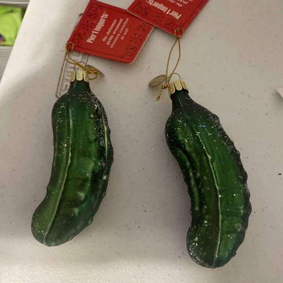 Unbranded | Holiday | Two Glitter Pickles Christmas Ornament Pier ...